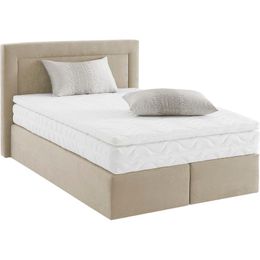 Westfalia Schlafkomfort Boxspringbett wahlweise mit Bettkasten und Topper beige Microvelours Ohne Topper, ohne Bettkasten, Liegefl&auml;che B/L: 140cm x 200cm, Gewicht bis: 100 kg