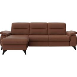 Sit & More sit&more Ecksofa &raquo;Astoria L-Form&laquo; wahlweise mit motorischer Relaxfunktion braun 100% Polyester B/H/T: 260cm x 91cm x 175cm, Luxus-Microfaser in 