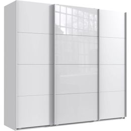 wimex Schwebet&uuml;renschrank &raquo;Norderstedt&laquo; INKLUSIVE 2 Stoffboxen und 2 zus&auml;tzliche Einlegeb&ouml;den, mit Glast&uuml;r wei&szlig; Holzwerkstoff Wei&szlig;, B/H/T: 225cm x 210cm x 