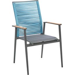Musterring 4-Fu&szlig;stuhl &raquo;Freilicht Armlehnstuhl&laquo; () 1 Stk. Aluminium, Kunststoff, Massivholz B/H/T: 61cm x 94cm x 66cm, 1 Stk., Mischgewebe, Vierfu&szlig;gestell,mit 