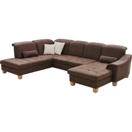 Die PlanBar Wohnlandschaft &raquo;PP-LA23145 U-Form&laquo; inkl. Kopfpolsterverstellung, Federkernpolsterung braun 100% Polyester B/H/T: 341cm x 88cm x 243cm, 