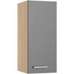 KOCHSTATION H&auml;ngeschrank &raquo;KS-Lucy&laquo; Breite 30 cm, mit 1 T&uuml;r, 2 Einlegeb&ouml;den, Soft-Close grau Eiche hell, B/H/T: 30cm x 70,4cm x 34,6cm, T&uuml;ren: 1 Stk.