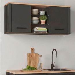 Inter Link H&auml;ngeschrank &raquo;Pienza, K&uuml;chenschrank mit Glasb&ouml;den, Softclose&laquo; 1 Stk. tlg. Stauraum-Modul, passend zum Sp&uuml;lenschrank, 130 x 33 x 57,5 cm schwarz 