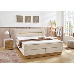 Jockenh&ouml;fer Boxspringbett &raquo;Nika erh&auml;ltlich in der Gr&ouml;&szlig;e 180x200cm&laquo; mit Bettkasten, 7-Zonen-Matratze, Topper, mehrere H&auml;rtegrade w&auml;hlbar grau Bezug Bett: 