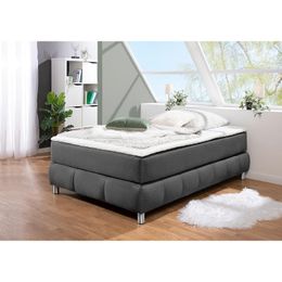 Home Affaire Boxspringbett &raquo;Salo&laquo; Ohne Kopfteil, inkl. Topper, auch in &Uuml;berl&auml;nge 220 cm grau Struktur, Liegefl&auml;che B/L: 90cm x 200cm, Gewicht bis: 120