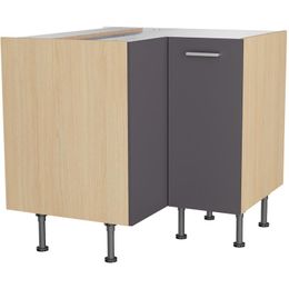 KOCHSTATION Eckunterschrank &raquo;KS-Lucy&laquo; Breite 90 x 90 cm, mit 2 T&uuml;ren, Soft-Close, h&ouml;henverstellbare F&uuml;&szlig;e Eiche hell, B/H/T: 90cm x 87cm x 58,1cm, 