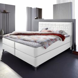 Home Affaire Boxspringbett &raquo;Coos&laquo; mit besonderer Steppung im Kopfteil, 3 Matratzenarten, 2 H&auml;rtegrade schwarz-wei&szlig; Bezug Topper 100% Polyester;