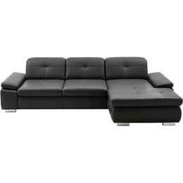 Die PlanBar Ecksofa &raquo;PN-IN16012 L-Form, Breite 309 cm&laquo; inkl. Sitztiefenverstellung, optional mit Kopfteilverstellung schwarz B/H/T: 309cm x 85cm x 