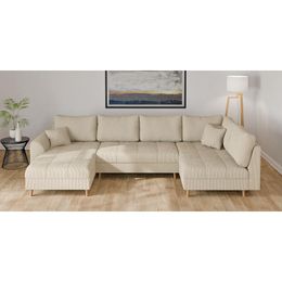 Home Affaire Wohnlandschaft &raquo;CHARRE U-Form mit Ottomane, Ma&szlig;e B/T/H: 310/161/81 cm&laquo; feine Steppung, lose R&uuml;cken- und Zierkissen, auch in Cord und 