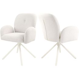 Tom Tailor HOME Armlehnstuhl &raquo;PEBBLE ARMCHAIR&laquo; (Set) 2 Stk.Esszimmerstuhl, mit Armlehnen, 4-Fu&szlig;gestell, 140 kg belastbar, drehbar wei&szlig; Metall, Stoff B