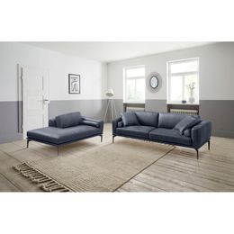 Egoitaliano Polstergarnitur &raquo;Masu, Design trifft sensationellen Sitzkomfort&laquo; Set besteht aus 2,5-Sitzer, freistehende Ottomane und 3 Rollkissen grau Leder &raquo;BULL&laquo; 