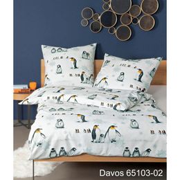 Janine Bettw&auml;sche &raquo;DAVOS 65103&laquo; 2 Stk. mit Rei&szlig;verschluss blau Feinbiber, Obermaterial: 100% Baumwolle B/L: 155cm x 220cm, 1 Stk., 1 Stk., Feinbiber, B/L: 