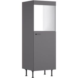 KOCHSTATION Backofenumbauschrank &raquo;KS-Paula&laquo; 60 cm breit, 176 cm hoch, mit 1 festen Blende, 1 T&uuml;r, 2 Einlegeb&ouml;den grau anthrazit, B/H/T: 60cm x 176,6cm