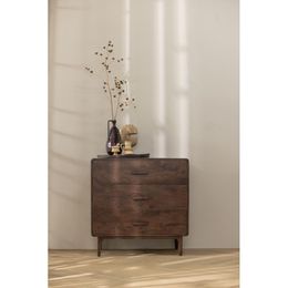Woood Sideboard &raquo;Liya mit Massivmangoholz undD&auml;mpfung Funktion, B 90 x T 50 x H 90 cm&laquo; Spielerische Griffgestaltung, Tragkraft 15&ndash;25 kg pro Schublade 