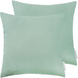 Dekokissen Tom Tailor HOME, B:40cm L:40cm, gr&uuml;n, Baumwolle, Dekokissen_Sitzkissen_Kissenh&uuml;llen, "Dove", unifarben, Kissenh&uuml;llen ohne F&uuml;llung, 2er Pack