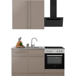 Wiho-K&uuml;chen Pantryk&uuml;che WIHO K&Uuml;CHEN, B:160cm T:60cm, braun, Komplettk&uuml;chen-Sets, "Chicago", wahlweise mit E-Ger&auml;ten, Breite 160 cm