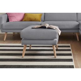 OTTO home Hocker &raquo;Bille&laquo; mit Eiche-Beinen, Design by Morten Georgsen grau Struktur (100% Polyester);Struktur fein (100% Polyester);Samtoptik (100% 