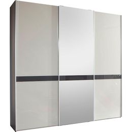 Wiemann Schwebet&uuml;renschrank &raquo;Rialto&laquo; hochwertige Glas- und Spiegelfront mit Querriegel grau B/H/T: 246,3cm x 217cm x 67cm, T&uuml;ren: 3 Stk.