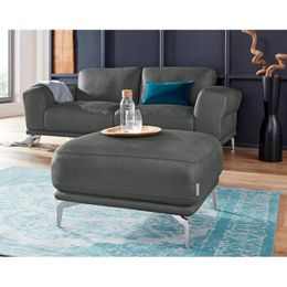 W.Schillig Hocker &raquo;montanaa&laquo; mit Metallf&uuml;&szlig;en in Chrom gl&auml;nzend, Breite 71 cm grau B/H/T: 71cm x 42cm x 71cm, Longlife Xtra-Leder Z69
