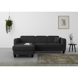 Sit & More sit&more Ecksofa &raquo;Belluci L-Form&laquo; inklusive Federkern, wahlweise mit Schlaffunktion und Bettkasten schwarz B/H/T: 247cm x 85cm x 170cm, Luxus-