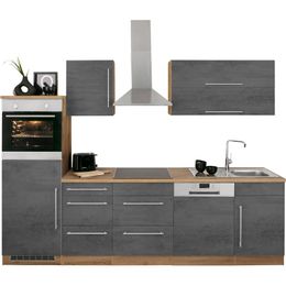 KOCHSTATION K&uuml;chenzeile &raquo;KS-Samos&laquo; Breite 280 cm, wahlweise mit E-Ger&auml;ten und Induktionskochfeld grau B/H/T: 280cm x 200cm x 60cm, ohne E-Ger&auml;te