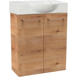 Fackelmann Waschtisch &raquo;SBC&laquo; Set, bestehend aus Becken und Unterbau, Breite ca. 55 cm braun Holzwerkstoff, Keramik B/H/T: 54,5cm x 70,5cm x 31,7cm