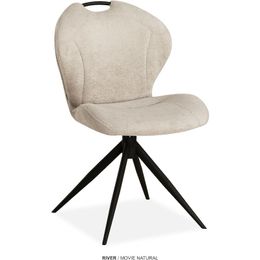 OMG Design Esszimmerstuhl &raquo;River&laquo; (Set) 1 Stk.Drehstuhl mit auto-return, mit Handgriff beige Polyester B/H/T: 55cm x 86,7cm x 60,5cm, 1 Stk., Stoff 