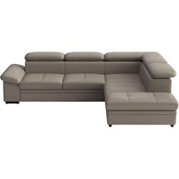 Sit & More sit&more Ecksofa &raquo;Viola, L-Form, Leder, B: 249 cm&laquo; optional mit Schlaffunktion beige B/H/T: 249cm x 73cm x 226cm, NaturLEDER Stoff, Ottomane rechts, 