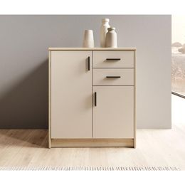 HBZ-MEBLE HBZ Sideboard &raquo;Nelly Kommode, BxHxT 74x86x50cm&laquo; 1 Stk. tlg. Breite 74cm, Einlegeb&ouml;den verstellbar, foliert beige B/H/T: 74cm x 86cm x 50cm, kaschmir, 