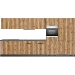 KOCHSTATION K&uuml;chenzeile &raquo;KS-Lagos, Breite 390 cm, wahlweise mit E-Ger&auml;ten&laquo; GK-oder Induktionskochfeld, Sp&uuml;le edelstahl oder schwarz beige B/H/T: 390cm