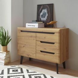 Home Affaire Sideboard &raquo;Torge, Anrichte, Kommode, Schubladenschrank&laquo; 1 Stk. tlg. abgeschr&auml;gte F&uuml;&szlig;e, drei Farben, Scandi Design, 107 cm breit braun B/H