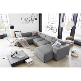 ATLANTIC HOME COLLECTION Wohnlandschaft &raquo;Bulky U-Form&laquo; in U-Form und XXL Sitzfl&auml;che, modular aufgebaut grau B/H/T: 324cm x 195cm, Feinstruktur, langer