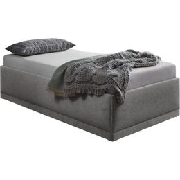 Westfalia Schlafkomfort Polsterbett &raquo;Texel&laquo; Standardh&ouml;he mit Zierkissen, Bettkasten bei Ausf&uuml;hrung mit Matratze grau Bezug Bett: Veloursstoff 100% Polyester oder Microfaser (
