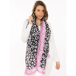 Zwillingsherz Damen Schal &raquo;"Leo Dreams"&laquo; Leomuster und Schriftzug, transparenter Look Einheitsgr&ouml;&szlig;e