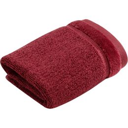 Vossen Seiftuch &raquo;Pure&laquo; Waschlappen im Set, Baumwolle & VEGAN, mit eleganter Veloursbord&uuml;re rot Baumwolle B/L: 30cmx30cm, 3 Stk.