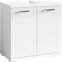 ByLiving Waschbeckenunterschrank &raquo;Nebraska&laquo; Breite 60 cm, mit Hochglanzlackierung und verchromten Metallgriffen wei&szlig; FSC -zertifizierter Holzwerkstoff