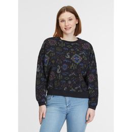 Ragwear Damen Sweatshirt &raquo;LOLLITA PRINT GOTS&laquo;, aus Baumwolle und Polyester, lockere Passform, h&uuml;ftlange Schnittform schwarz XS (34)