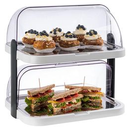 APS Buffet-Vitrine &raquo;Doppeldecker&laquo; 2-stufig, inkl. 4 K&uuml;hlakkus bunt Edelstahl, Kunststoff B/H/L: 32cm x 44cm x 44cm