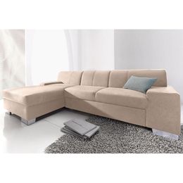 DOMO collection Ecksofa &raquo;Star, zeitlose Formensprache, elegante Optik, Breite 248cm, L-Form&laquo; wahlweise mit Bettfunktion, OTTOs Choice beige Softlux -