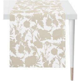 Tischdecke Apelt, B:48cm L:140cm, beige, Obermaterial: 75% Baumwolle, 25% Polyester, Tischdecken, "7002", Stilisierte Sommerbl&uuml;ten als Faux-Uni