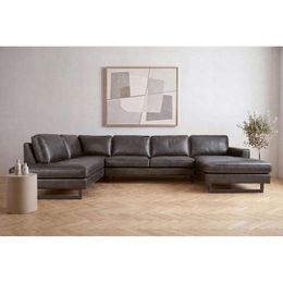 OTTO home Wohnlandschaft &raquo;Pinto, 350 cm, U-Form, XXL, mit Ottomanen&laquo; Cord, Chenille, Lederoptik, mit Keder, Metallf&uuml;&szlig;e, Wellenunterfederung Luxus-