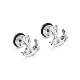 Firetti Damen Paar Ohrstecker &raquo;Schmuck Geschenk Ohrschmuck Fake Plug Anker&laquo; schwarz 6,9mm, Edelstahl Kautschuk