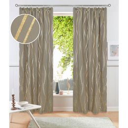 OTTO home Vorhang &raquo;Prag&laquo; Kr&auml;uselband 1 Stk. tlg. Verdunkelungsvorhang, einseitiger Foliendruck mit Wellen beige Polyester 225cm, Kr&auml;uselband, 130cm