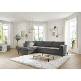 Die PlanBar Ecksofa &raquo;MP-IN24153, L-Form, Breite 289 cm&laquo; wahlweise mit Schlaffunktion und verstellbaren Kopfst&uuml;tzen grau 100% Polyester B/H/T: 289cm x 