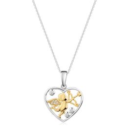 Firetti Damen Kette mit Anh&auml;nger &raquo;Geschenk Silber 925 Halsschmuck Halskette Ankerkette Herz Amor&laquo; mit Zirkonia (synth.) gold Silber 925 (