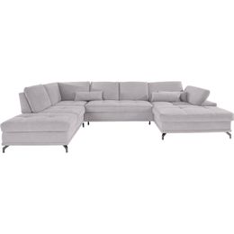 Wohnlandschaft OTTO HOME, B:363cm H:89cm T:223cm, silber, 100% Polyester;Samtoptik (100% Polyester), Sofas, "Costello U-Form, B: 363 cm mit