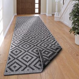 OTTO home Teppich &raquo;Ronda Wendeteppich&laquo; rechteckig 5 mm H&ouml;he Sisal-Optik, Flachgewebe, In- und Outdoor, geometrisches Boho Design schwarz Kunstfaser B 