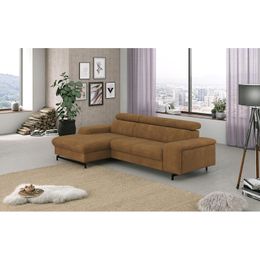 COTTA Ecksofa &raquo;Emma L-Form, B: 267 cm&laquo; mit Kopfteilverstellung, optional Schlaffunktion & Bettkasten braun B/H/T: 267cm x 97cm x 165cm, Struktur weich