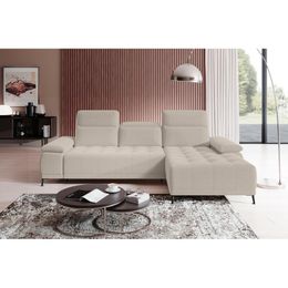 WERK2 Ecksofa &raquo;Focus-S, inkl. elektr. Sitzvorzug, manuelle Kopfteilverstellung&laquo; elektr. Sitztiefenverstellung, flexible Kopfst&uuml;tzen, 12cm F&uuml;&szlig;e, L-Form