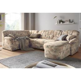 DOMO collection Wohnlandschaft &raquo;Bahia mit viel Platz, zeitloses Design, U-Form&laquo; Microfaser MELROSE , mocca braun Luxus-Microfaser (100% Polyester), 